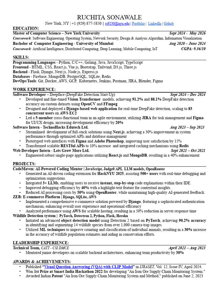 Ruchita Resume Final2025 | PDF | Software | Software Development