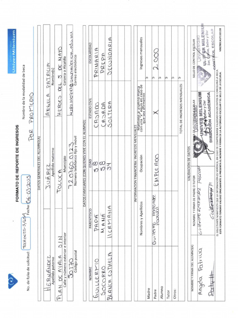Formatode Reporte de Ingresos | PDF