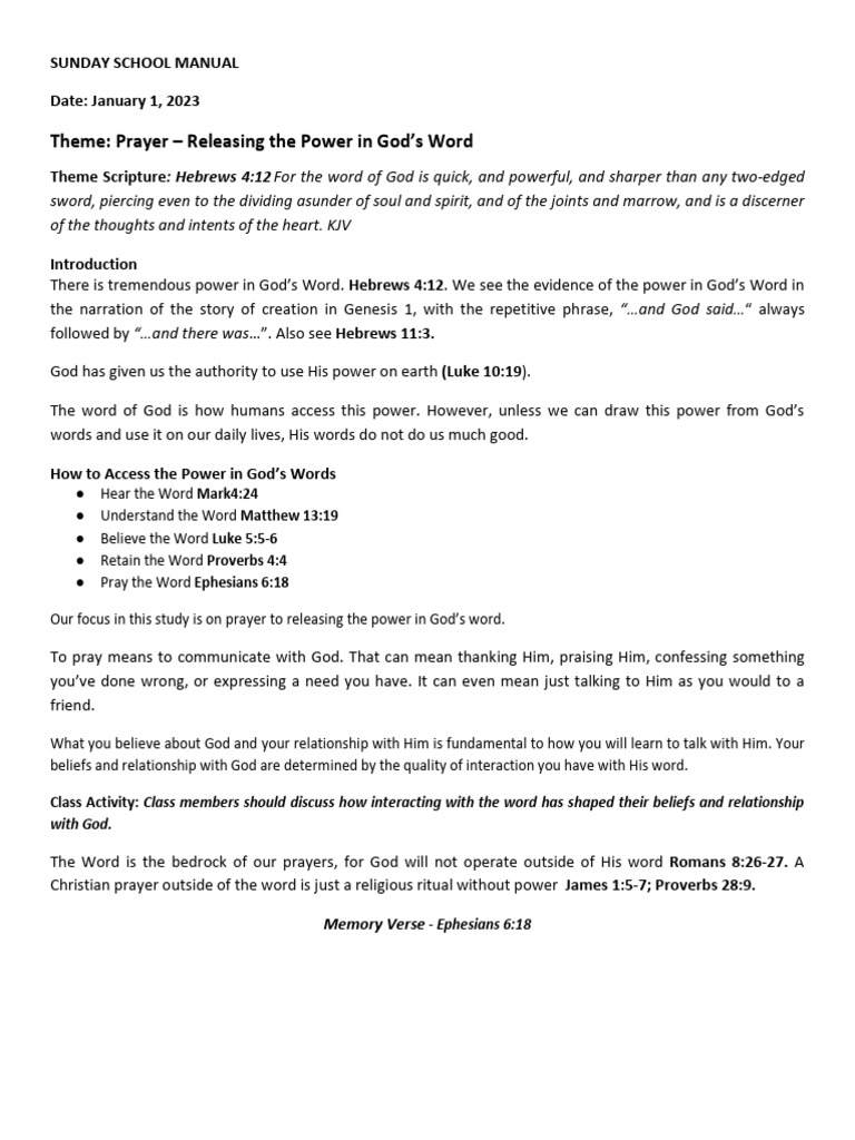 Prayer - Releasing The Power in Gods Word | PDF | Prayer | Jesus
