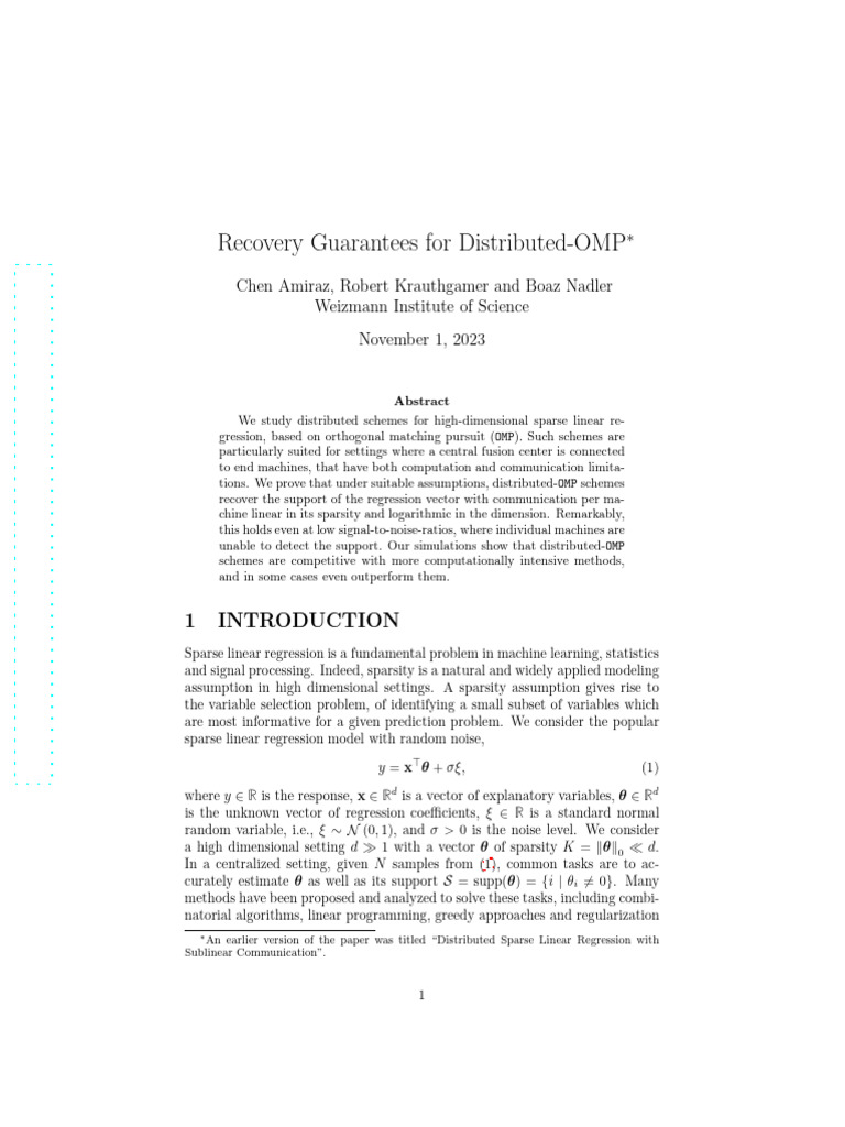 2209.07230v2 | PDF | Matrix (Mathematics) | Linear Regression