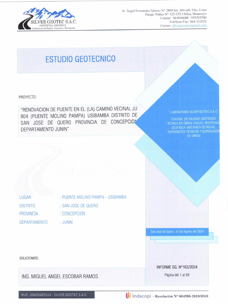 Estudio Geotecnico Molinopampa | PDF
