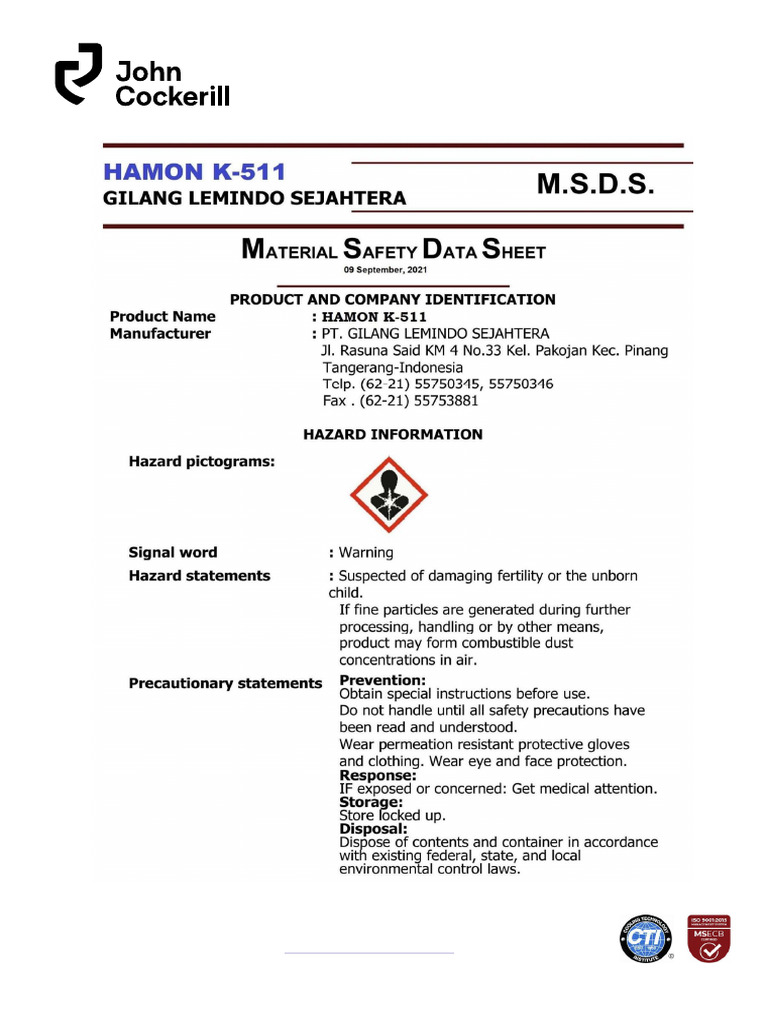 MSDS PVC Glue | PDF