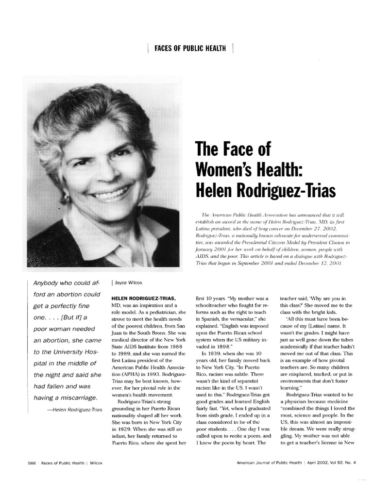 The Face of Women's Health - Helen Rodriguez-Trias | PDF
