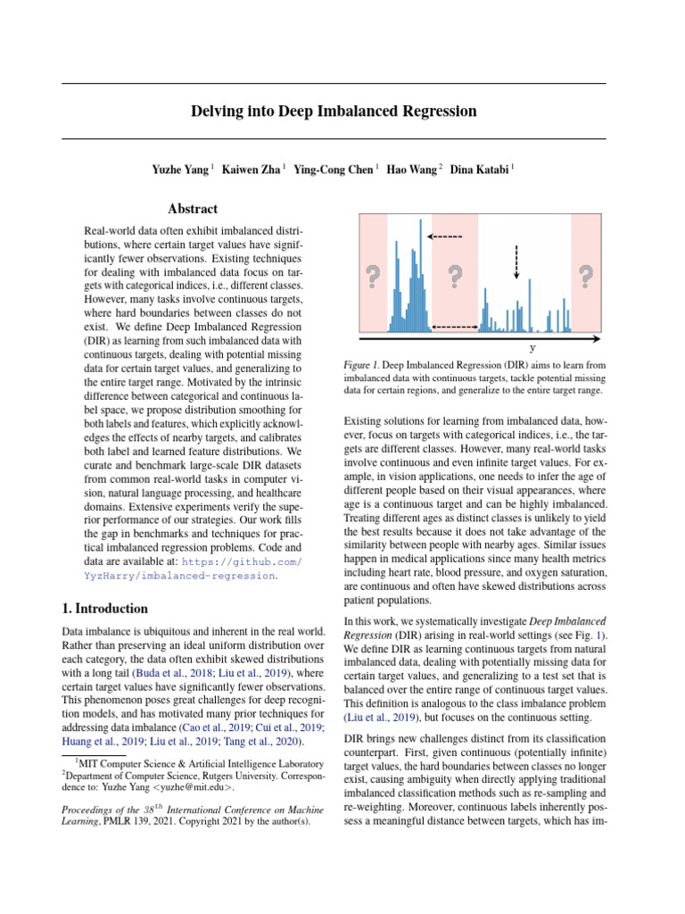Delving Into Deep Imbalanced Regression | PDF | Regression Analysis | Statistics