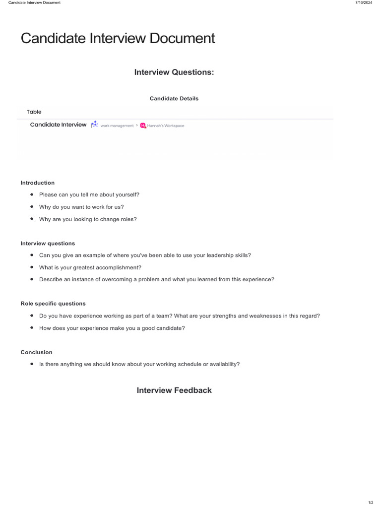 Candidate Interview Insights | PDF | Social Psychology | Human ...
