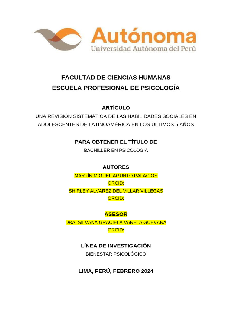 Articulo Final SHIMIK | PDF | Sicología | Autoestima