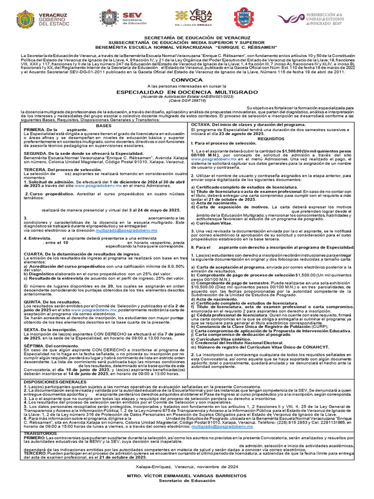 CONVOCATORIA 6a. GENERACION EDM | PDF | Plan de estudios