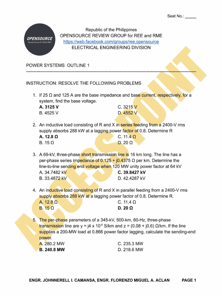 Power Systems Outline 1 | PDF