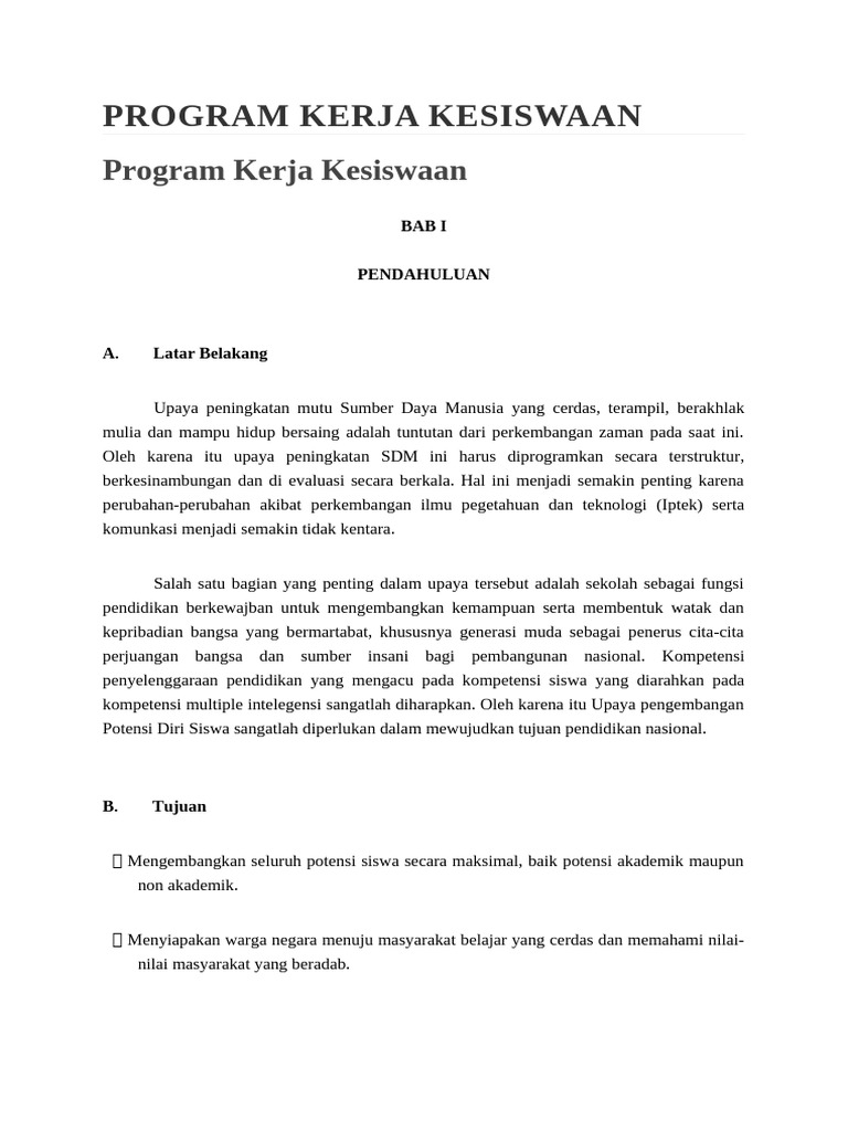 Program Kerja Kesiswaan | PDF