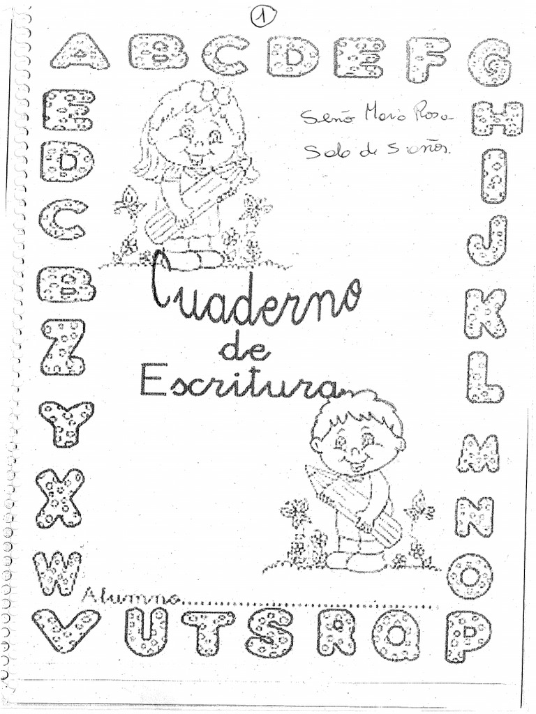 Cuaderno de Escritura Seño Maria Rosa Sala 5 Jardin Virgen Del ...