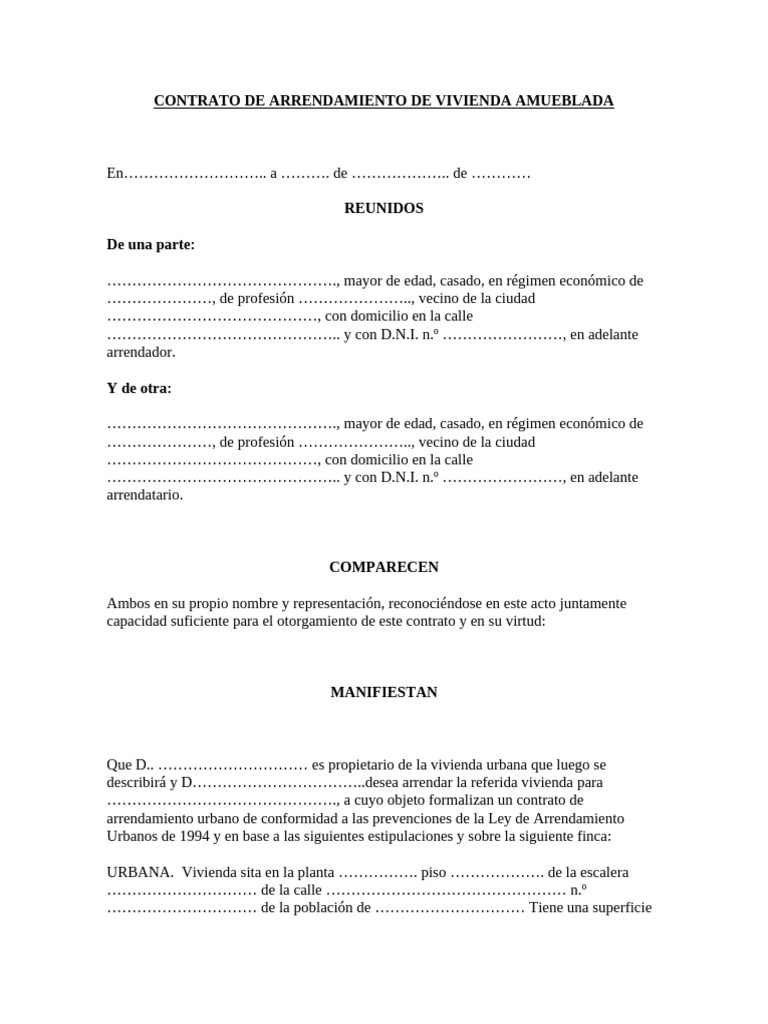 Contrato de Arrendamiento de Vivienda Amueblada | PDF | Propiedad | Desalojo
