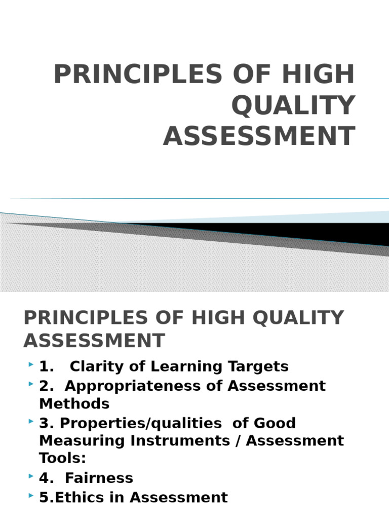 Part 4 Principles of High Quality Assessment | PDF | Educational Assessment | Validity (Statistics)