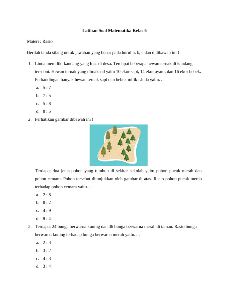 Latihan Soal Matematika Kelas 6_Rasio 1 | PDF