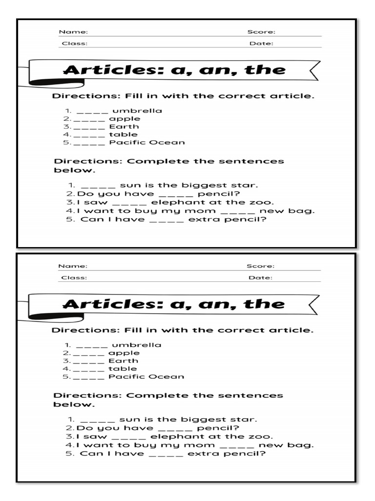 g5 Worksheet Article | PDF