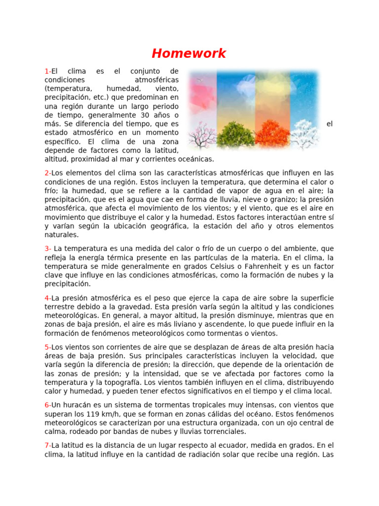 Homewor 1 | PDF | Clima | Climatología