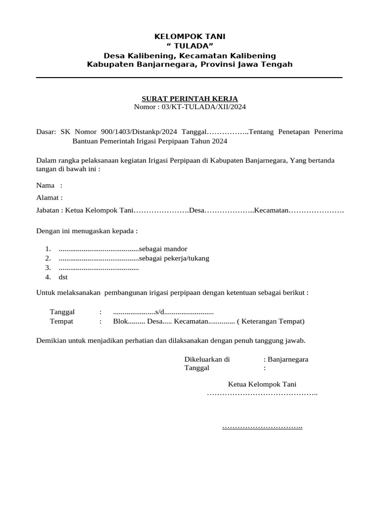 Format SPJ Upah pekerja Irigasi Perpipaan Tahun 2024 ( Nopember 2024) 2 ...