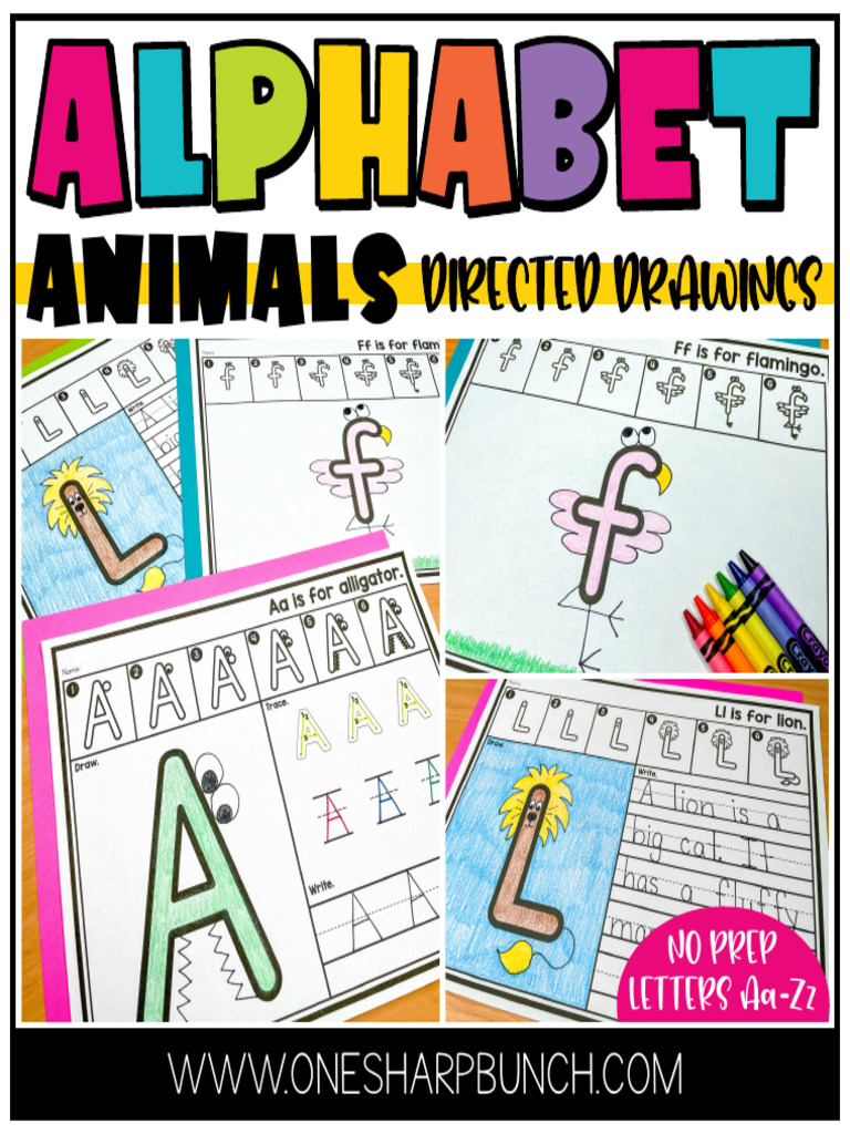 Alphabet Animals Directed Drawings Preview TPT | PDF