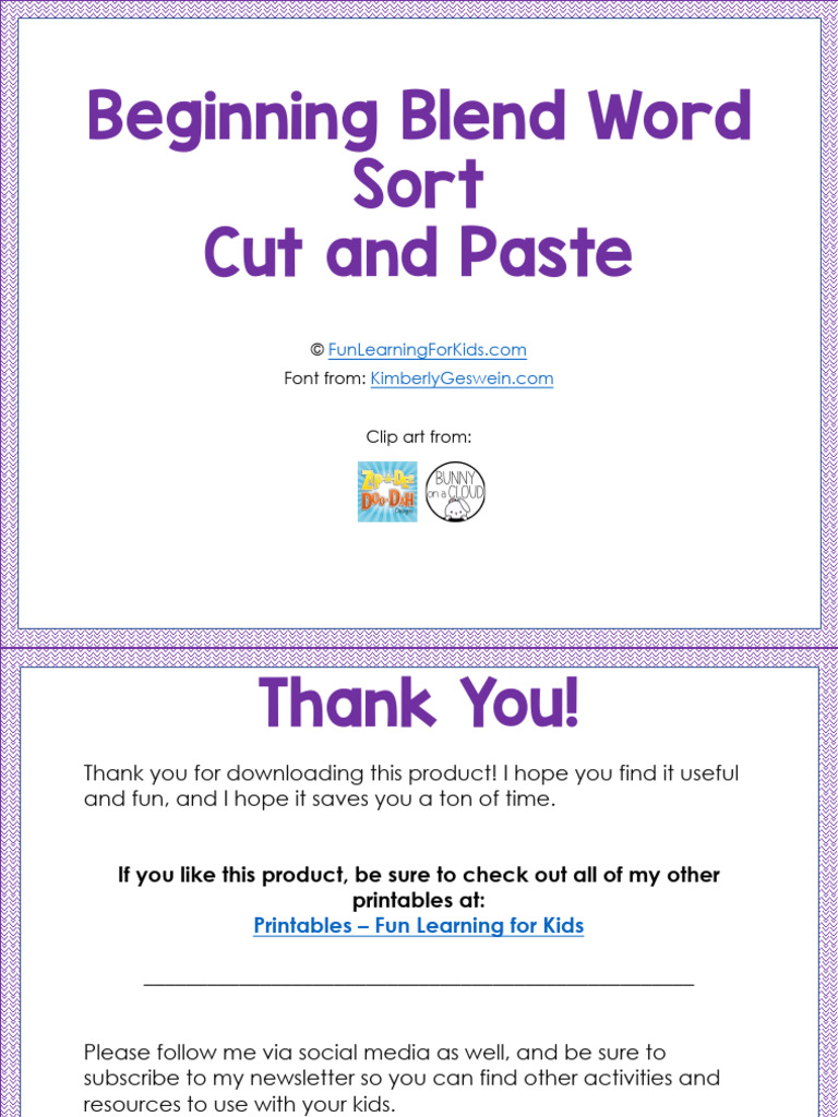 Beginning Blends Cut and Paste Worksheets | PDF | Computing