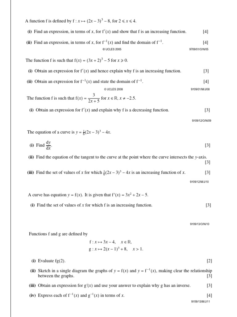 D5 Difference With Functions QP | PDF | Function (Mathematics) | Monotonic Function