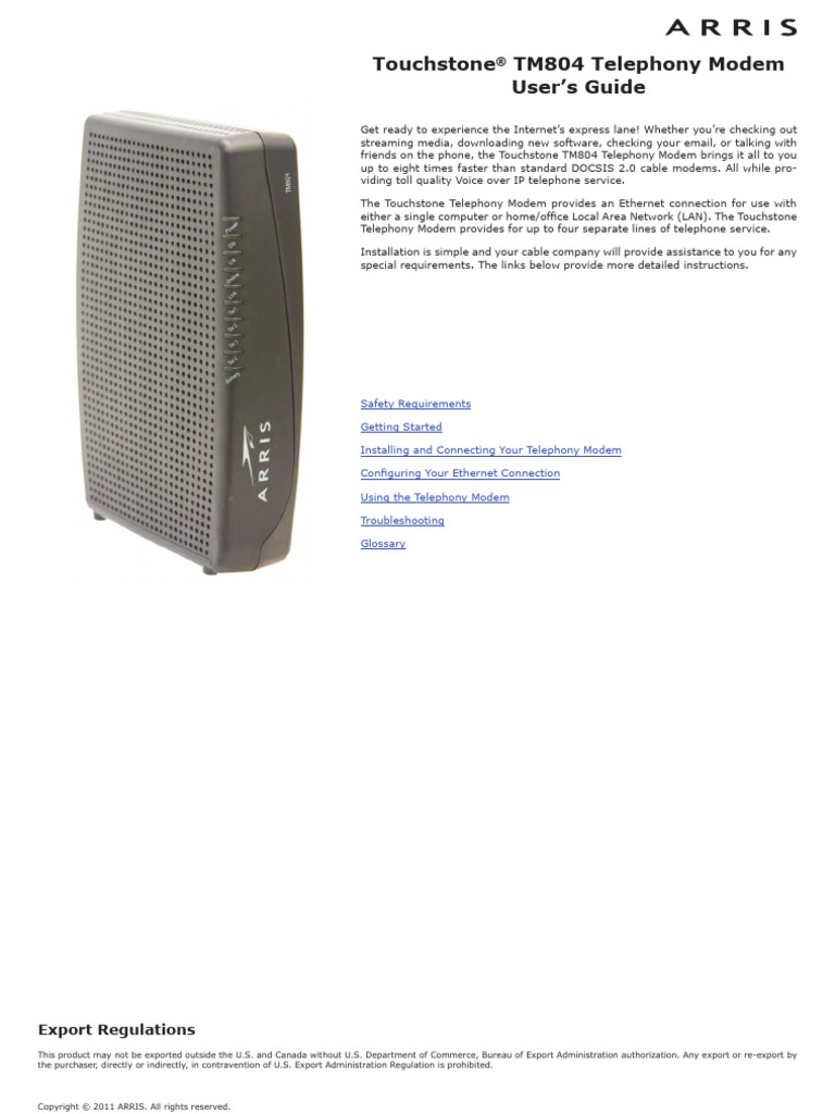 Arris TM804 VOIP Modem | PDF | Modem | Electromagnetic Interference