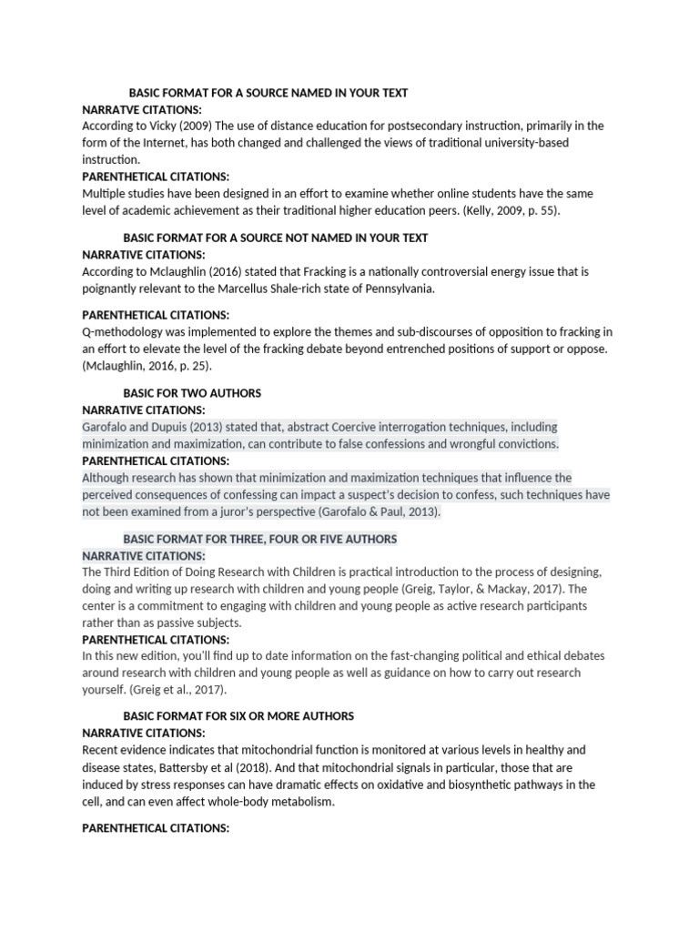 BASIC FORMAT for Citations | PDF | Citation