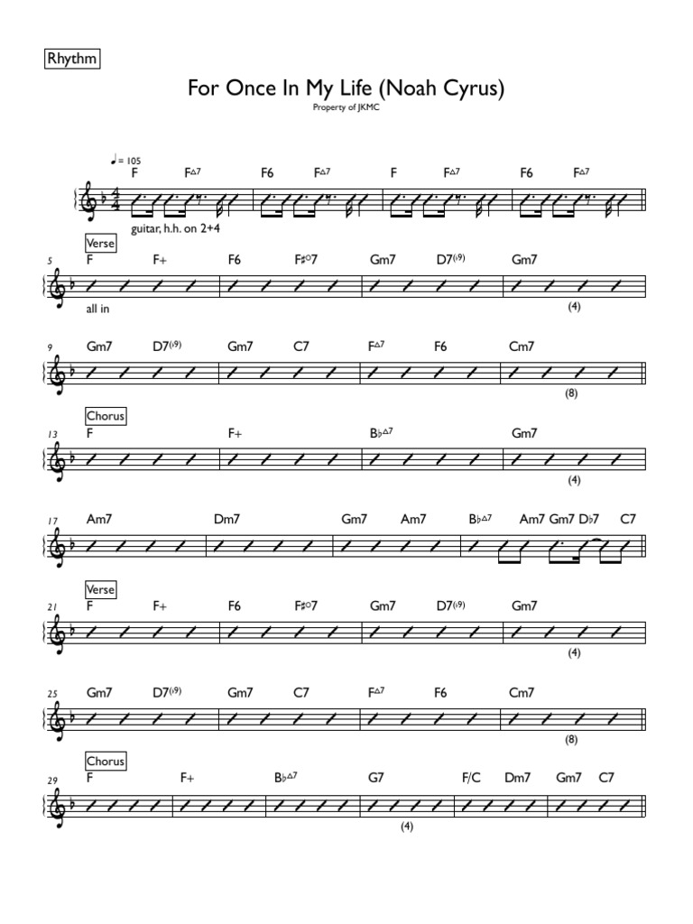 For Once in My Life (Noah Cyrus) - Rhythm | PDF | Musical Forms ...