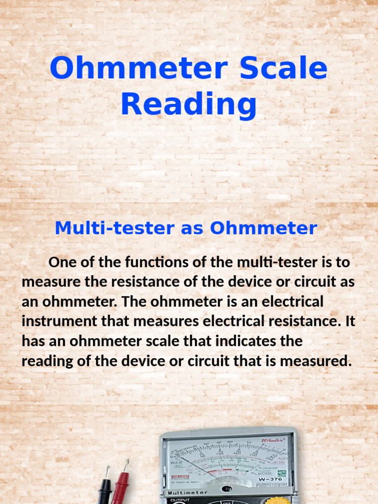 Understanding Ohmmeter Scale Readings | PDF | Electronics | Physical ...