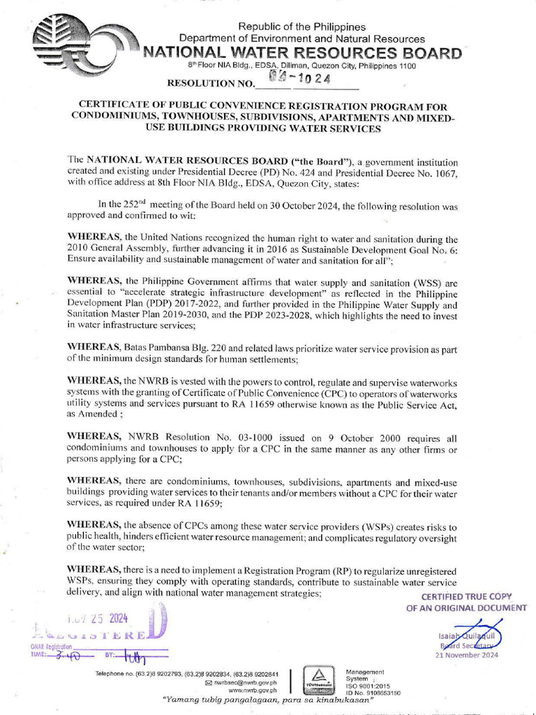 NWRB BR - 14-1024 CPC Registration | PDF