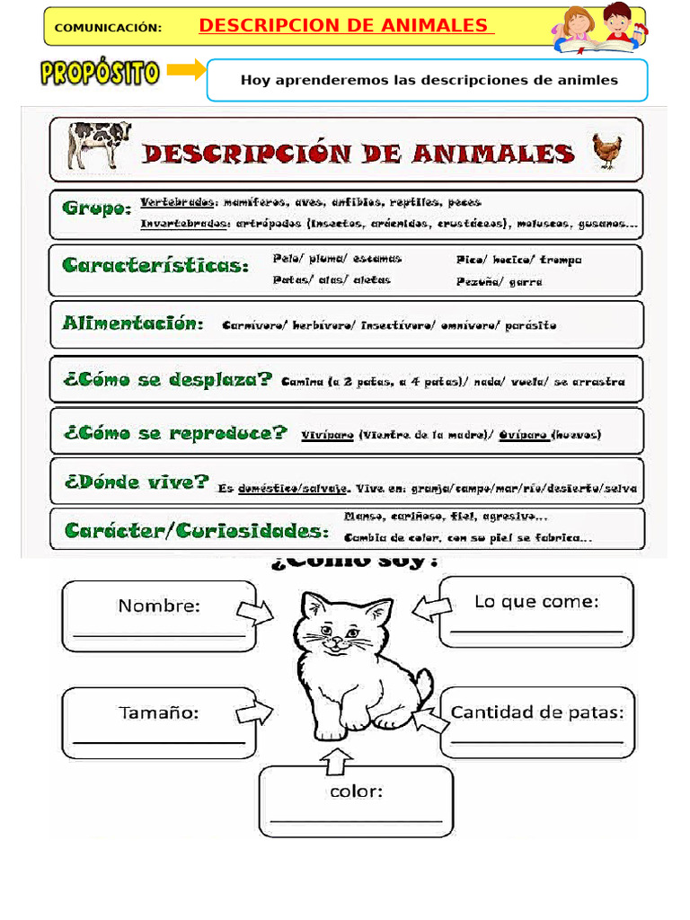 Descripción de Animales: Aprendizaje y Evaluación | PDF