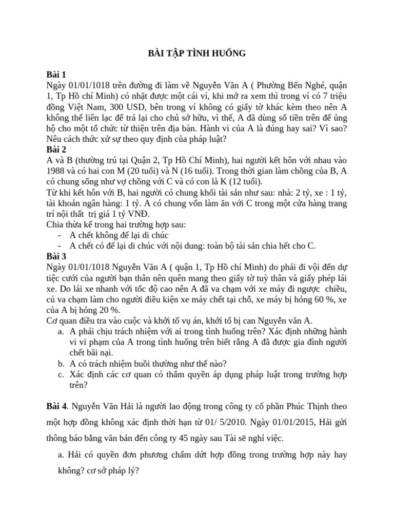 BAI TAP TINH HUONG PLDC | PDF