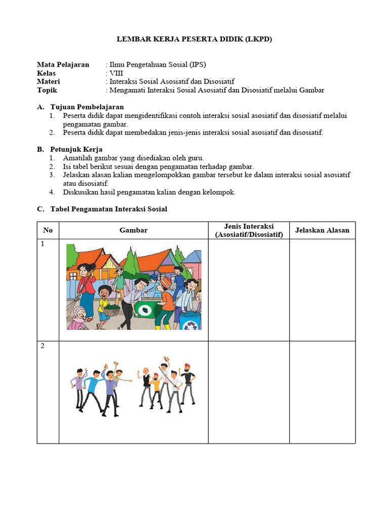 LKPD_Interaksi Sosial_Yunita | PDF