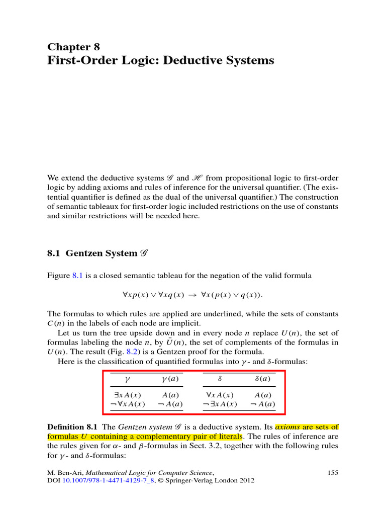 Mathematical Logic For Computer Science-Chp.08 | PDF | Theorem | Mathematical Proof