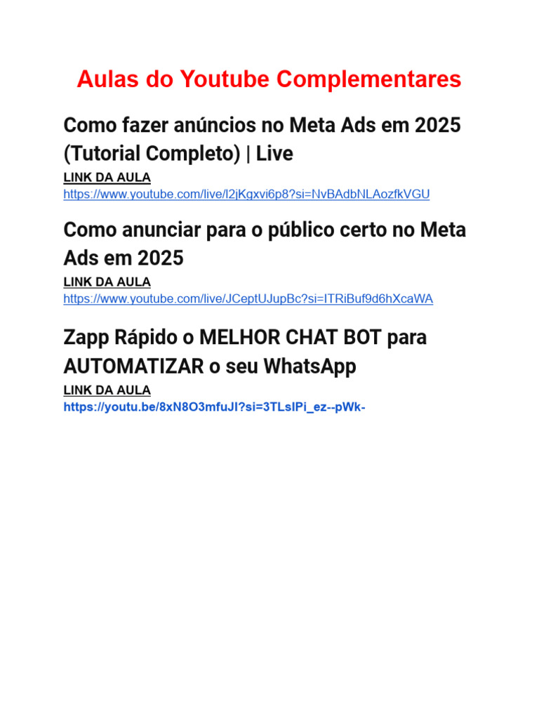 Aulas Do Youtube Complementares (7) | PDF