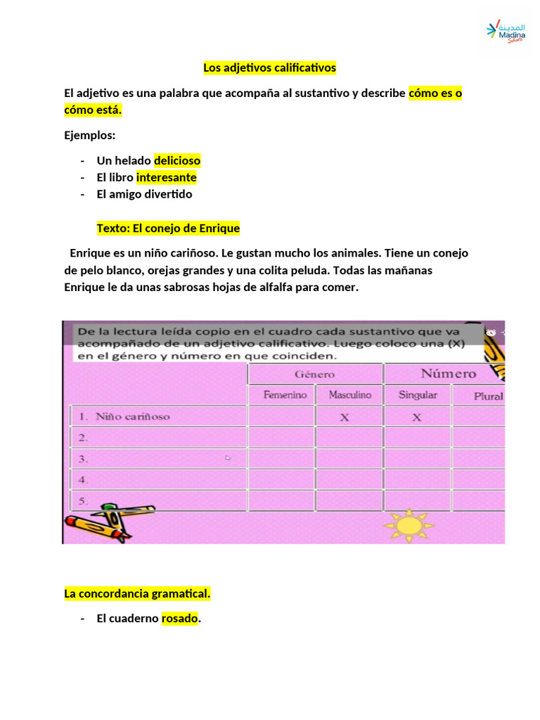 Los Adjetivos Calificativos | PDF