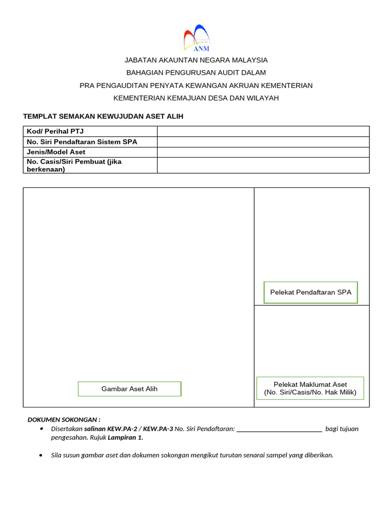 Format Laporan Bergambar Dari PTJ Auditi | PDF