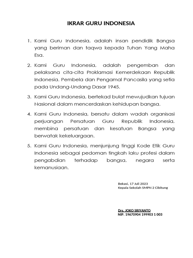 3. Ikrar Guru Indonesia | PDF