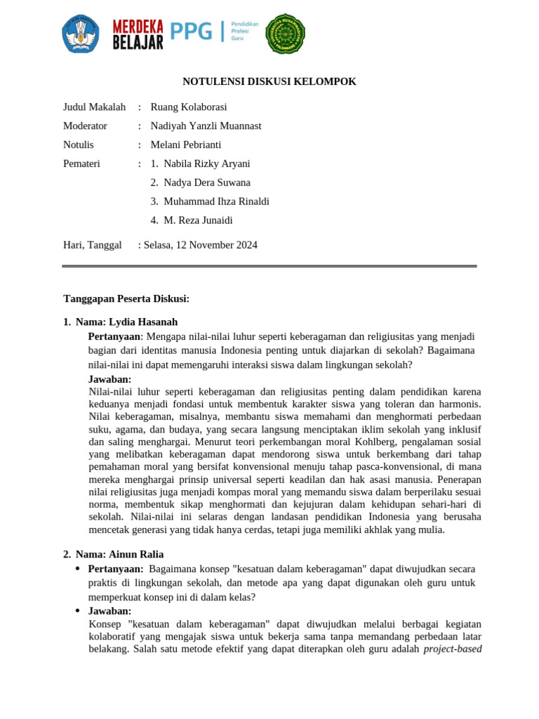 Notulensi Kelompok 3 Topik 3 | PDF