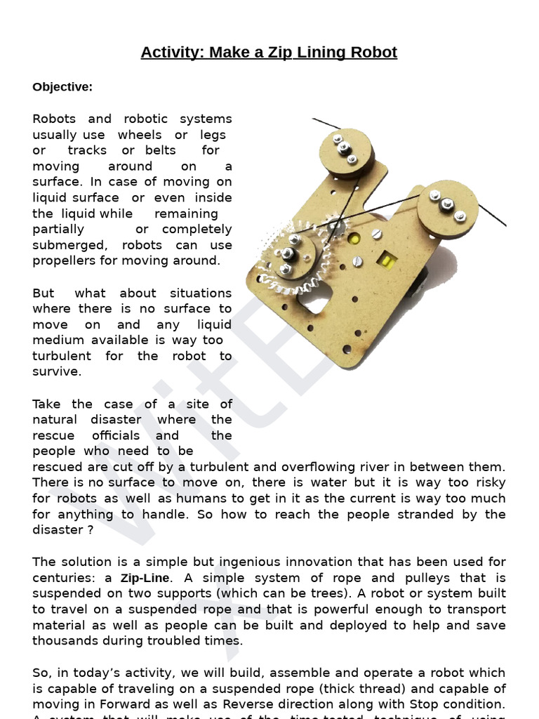 Build a Zip Lining Robot | PDF | Robot | Robotics