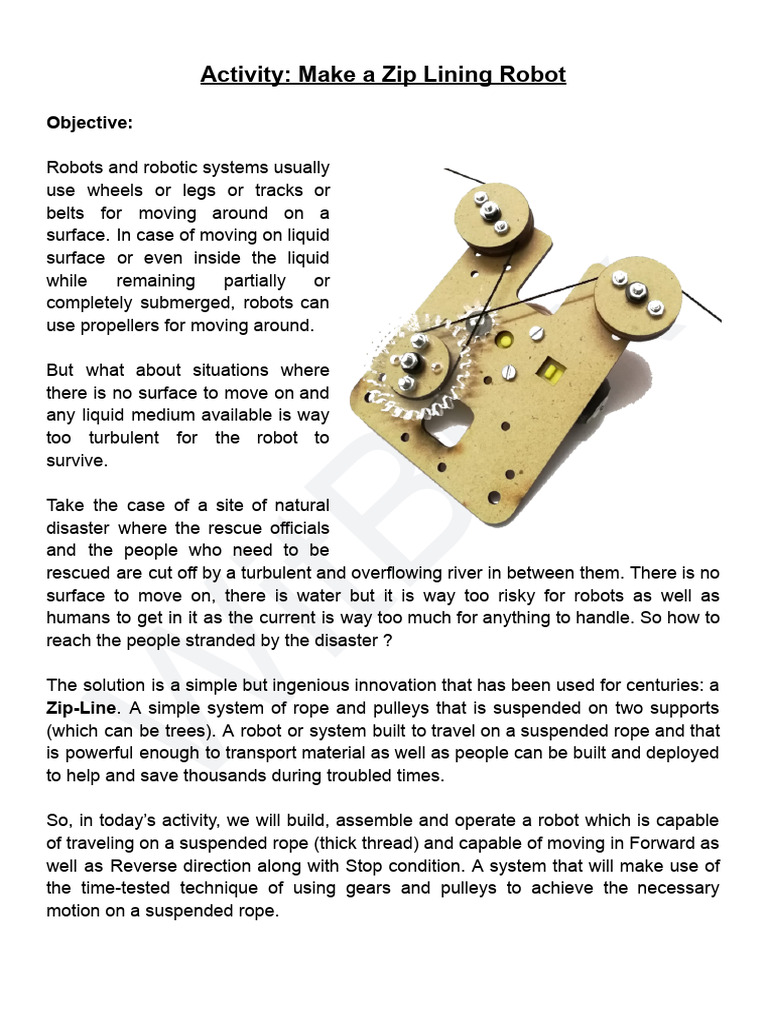 Build a Zip Lining Robot | PDF | Robot | Robotics