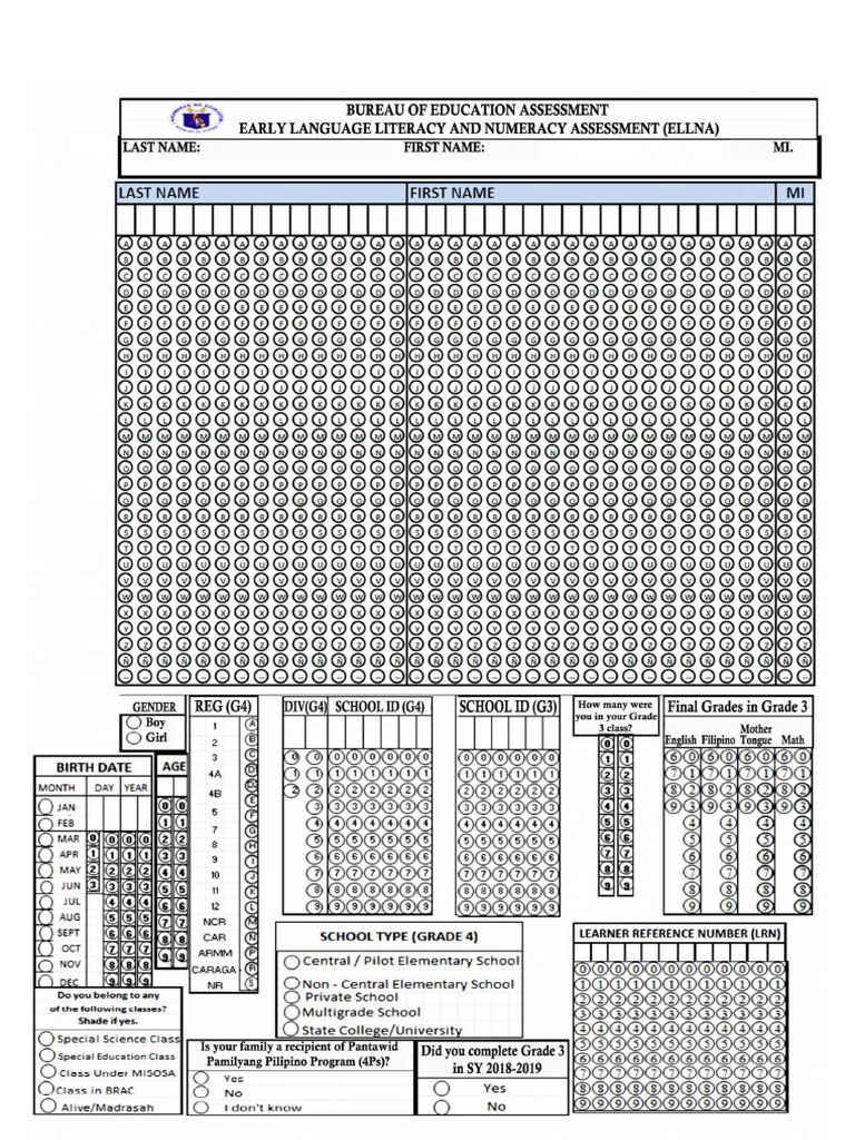 ELLNA ANSWER SHEET FINAL | PDF