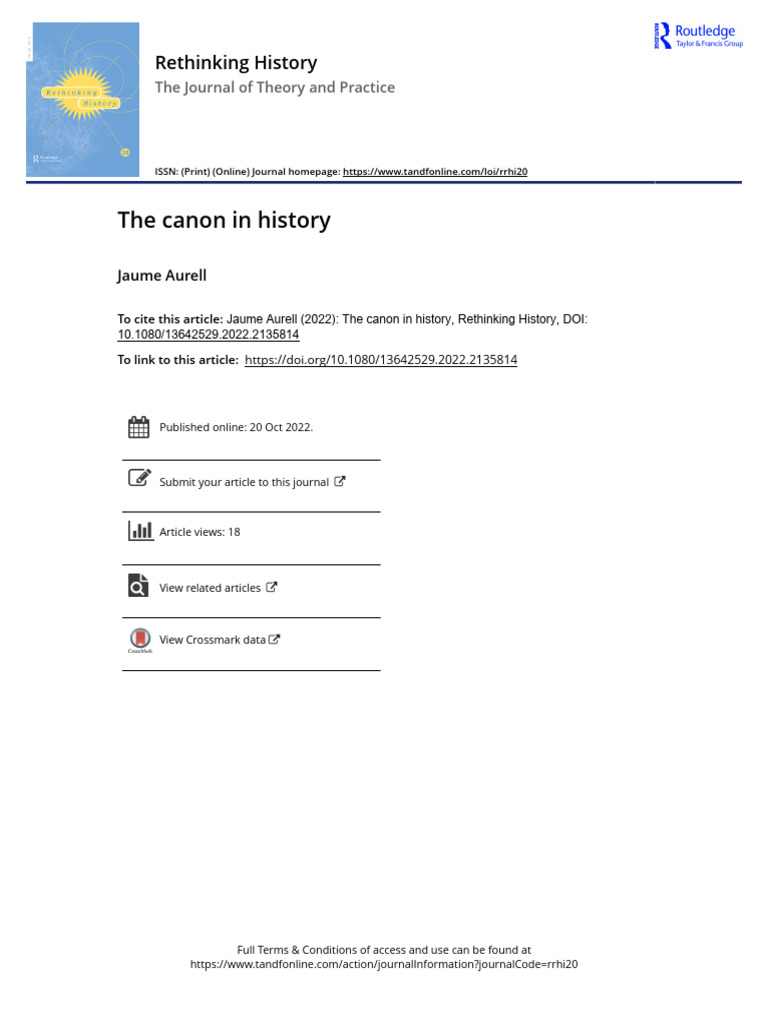 The Role of the Historical Canon | PDF | Historiography | Historian