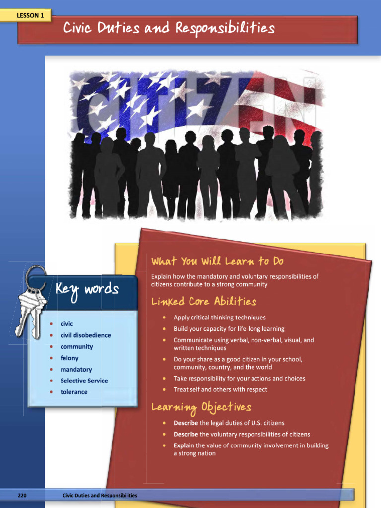 Chapt 7 Lesson 1 Civic Duties and Responsibilities | PDF