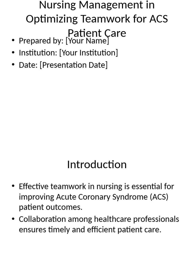 Nursing Teamwork ACS Eng | PDF