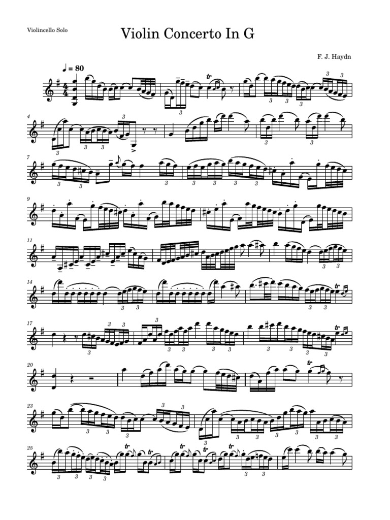 Haydn Violin Concerto in G Major | PDF | Classical Music | Symphony ...