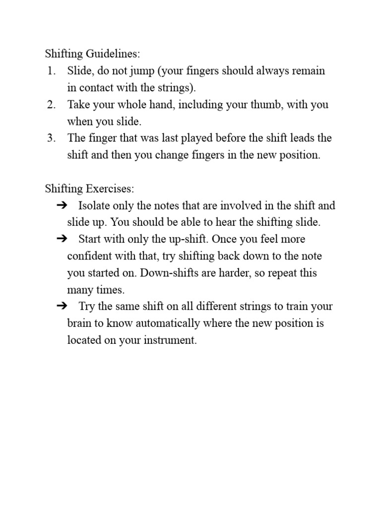 Shifting Guidelines & Exercises | PDF