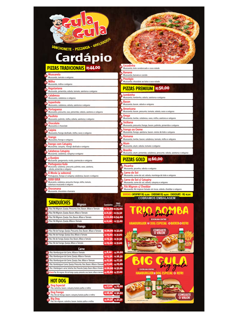 Cardapio Gula Gula 2024 Compressed | PDF | Hambúrgueres | Alimentos
