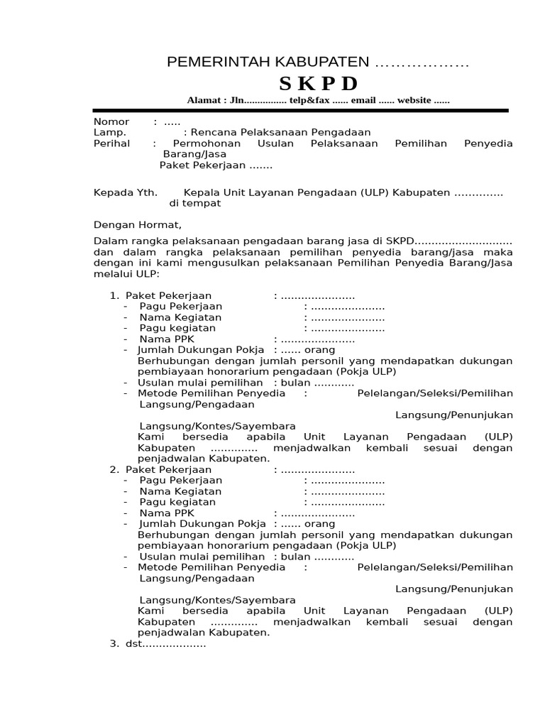 Surat Rencana Pengadaan | PDF