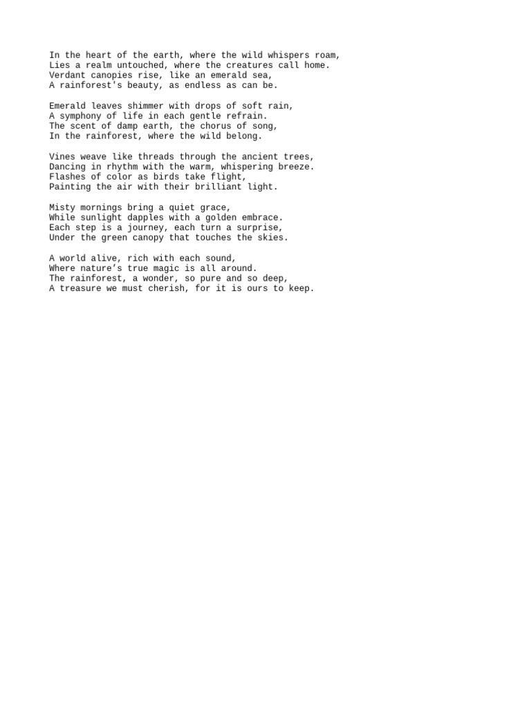 Rainforest's Verdant Beauty Poem | PDF