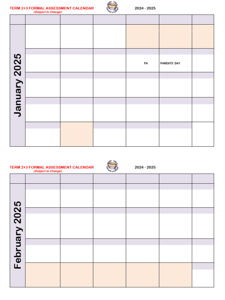 2024-25 Assessment Calendar Y1-6 | PDF