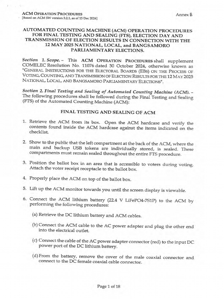 ACM Operation Procedures for Elections | PDF | Ballot | Electrical ...